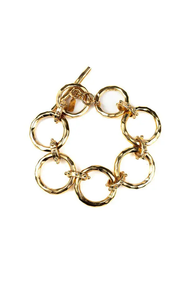 KENNETH JAY LANE Tone Hammered Circles Bracelet - Gold