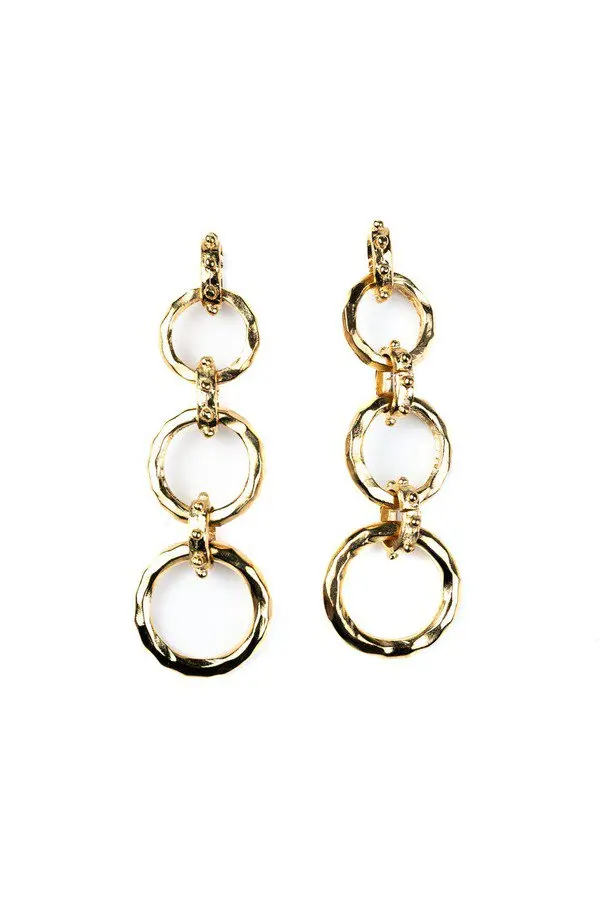 KENNETH JAY LANE Tone Hammered Circles Drop Earrings - Gold