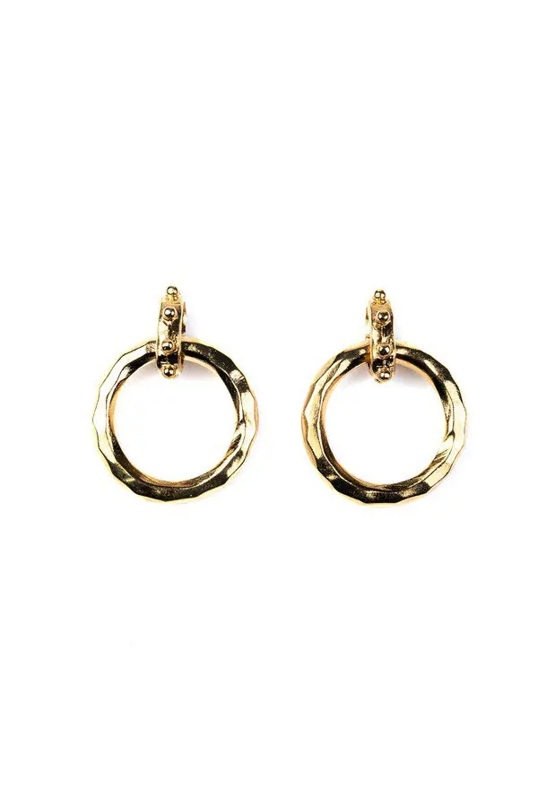 KENNETH JAY LANE Hammered Drop Earrings - Gold