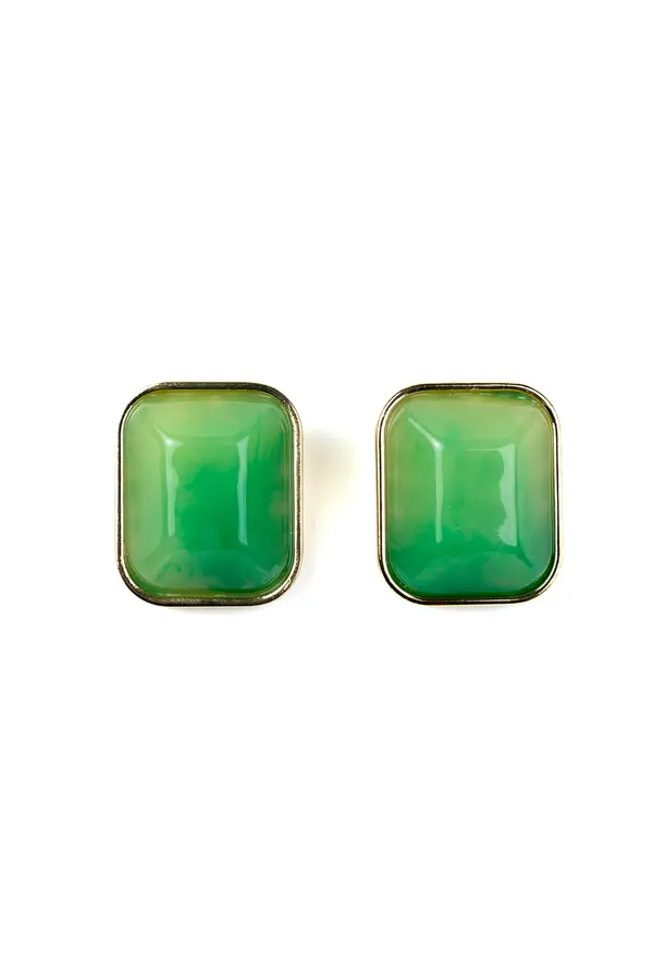 KENNETH JAY LANE Light Ming Jade Clip-on Earrings - Gold