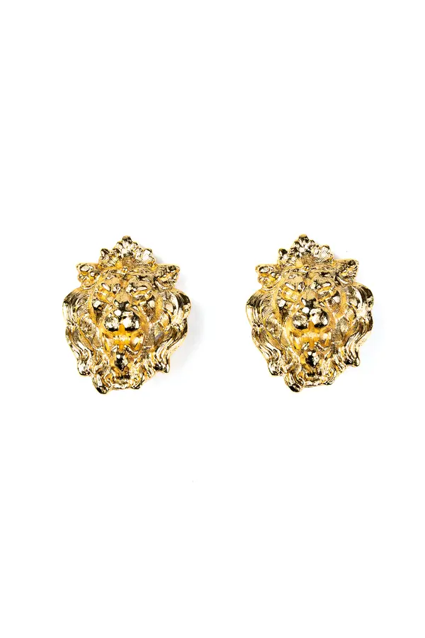 KENNETH JAY LANE Lion Head Clip On Earrings - Gold