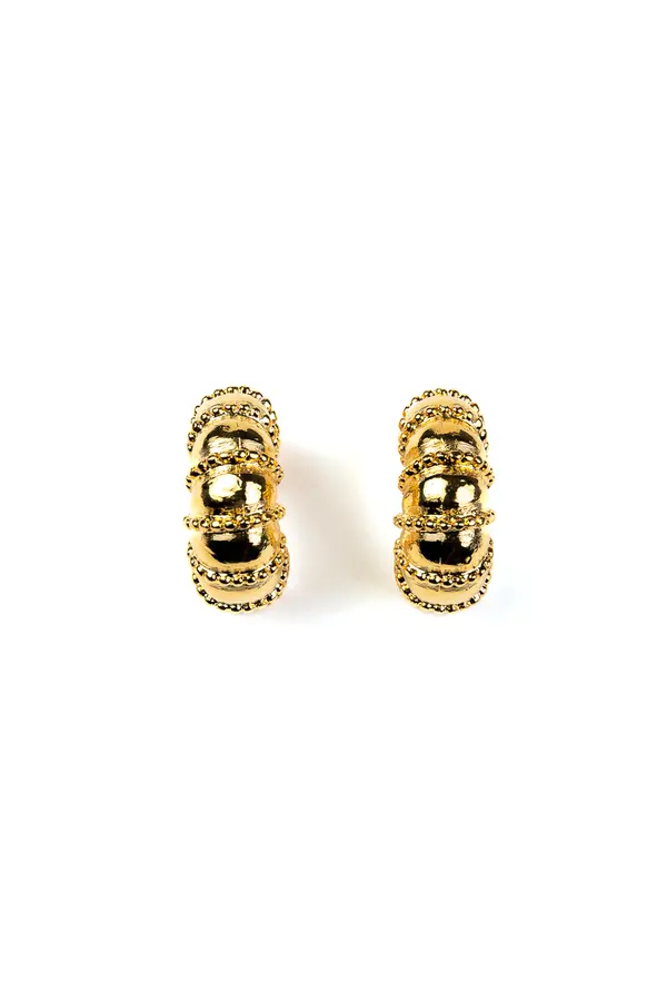 KENNETH JAY LANE Textured Hoop Clip On Earrings - Gold