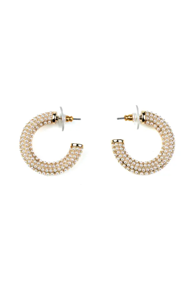 KENNETH JAY LANE Tone And Pearl Hoop Earrings - Gold