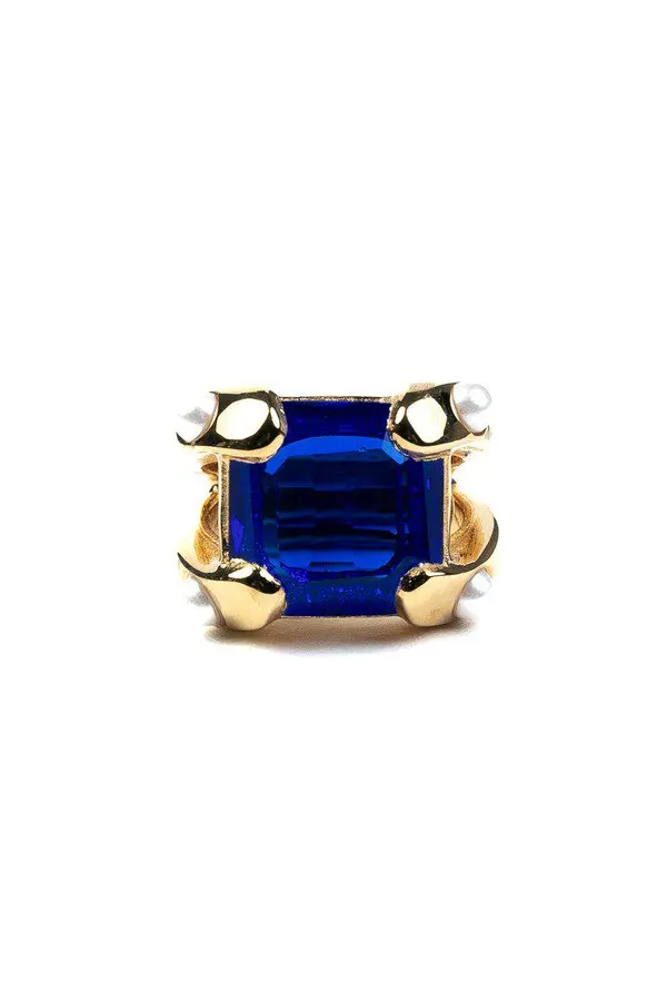KENNETH JAY LANE Sapphire Square Ring - Gold