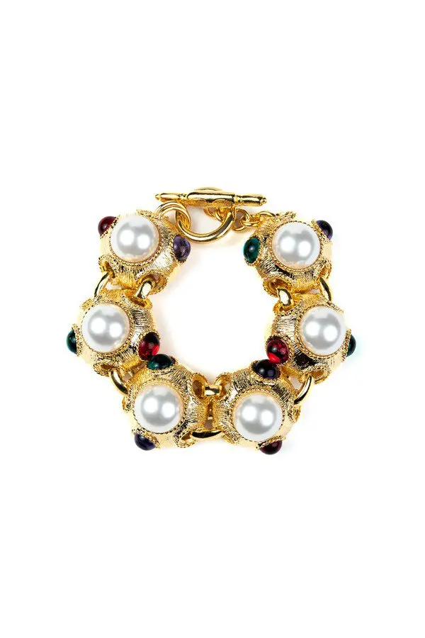 KENNETH JAY LANE Gemstone & Pearl Toggle Bracelet - Multicolor