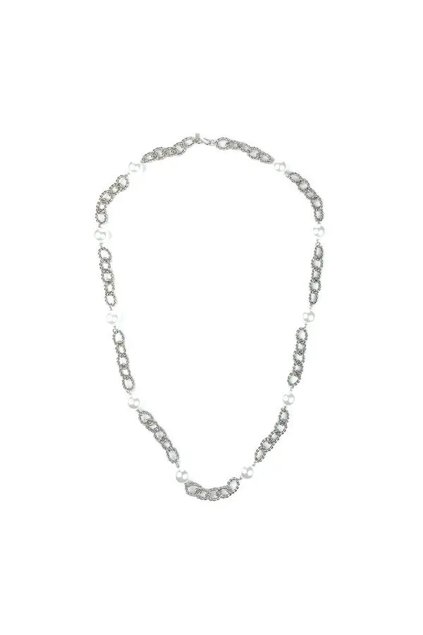 KENNETH JAY LANE And Pearl Link Necklace - Silver