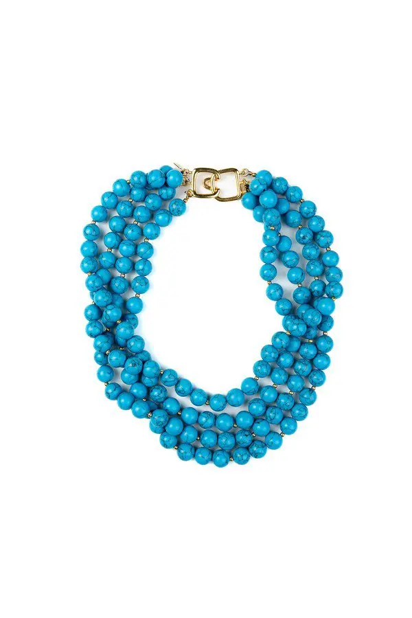 KENNETH JAY LANE Turquoise Beaded Necklace - Gold