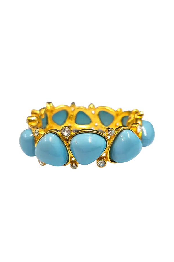 KENNETH JAY LANE Turquoise And Crystal Hinged Bracelet - Natural