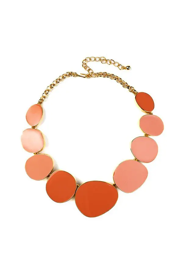 KENNETH JAY LANE Enamel Necklace - Coral