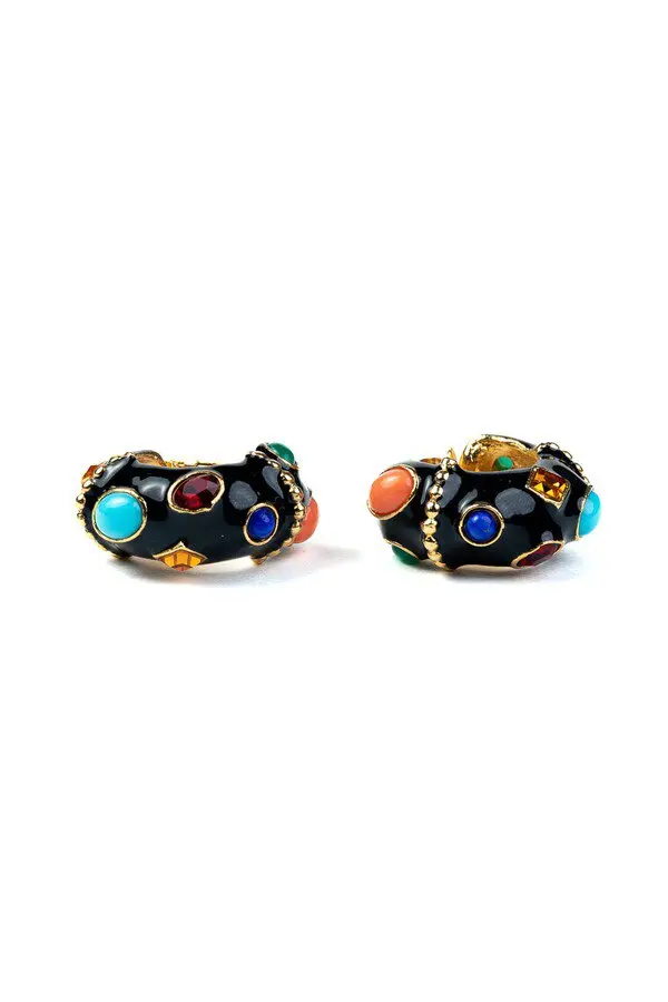 KENNETH JAY LANE Gemstone Hoop Clip Earrings - Multicolor
