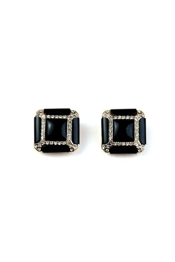 KENNETH JAY LANE Square Clip On Earrings - Black