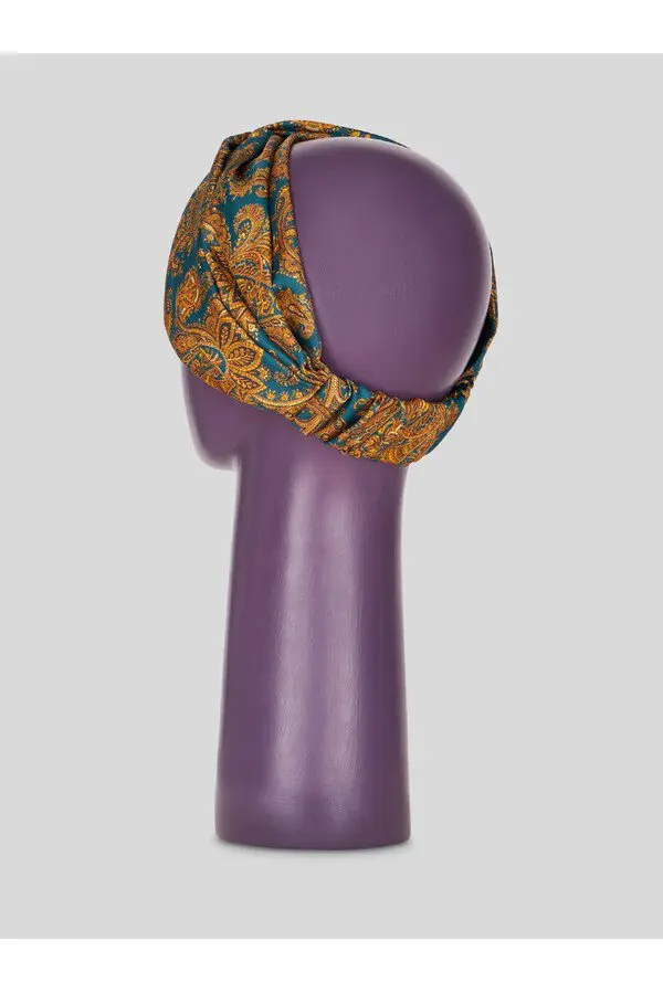 Etro Leafy Paisley CrêPe De Chine Headband - Green  display picture 2