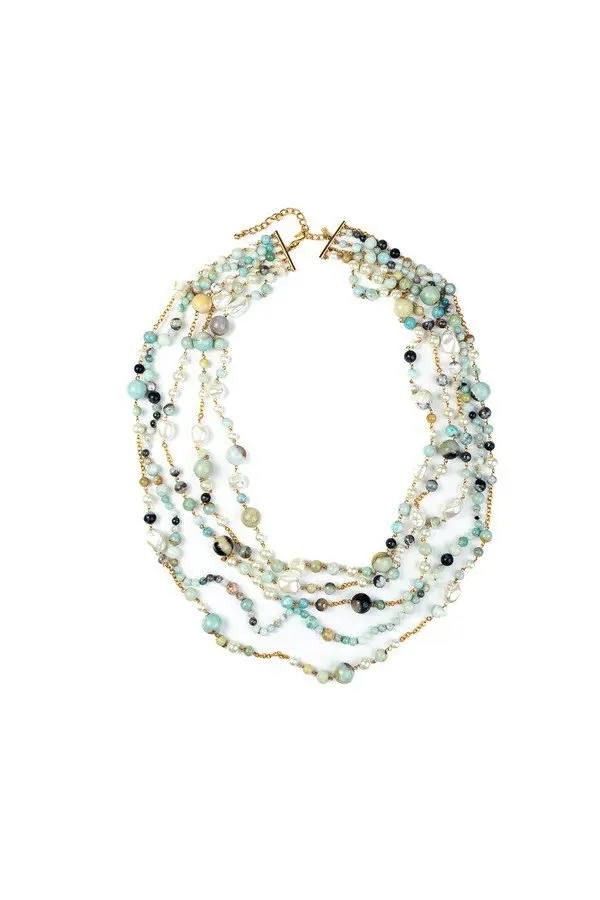 KENNETH JAY LANE Amazonite And Mother Of Pearl Link Necklace - Natural