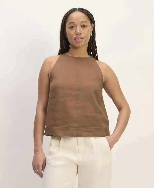 Everlane Linen High-neck Tank Top - Carob Brown