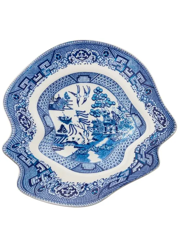 SELETTI Dessert Glitchy Willow Plate - White Blu