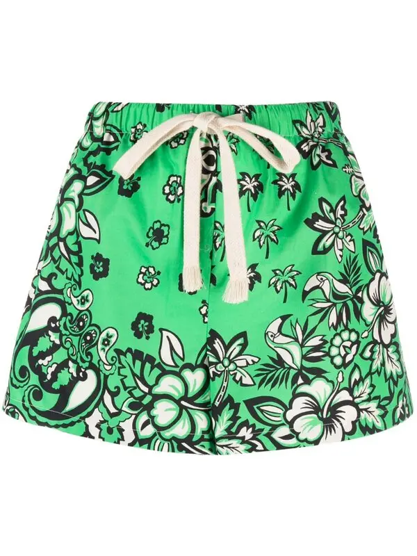 Red Valentino Floral-print Drawstring Shorts
