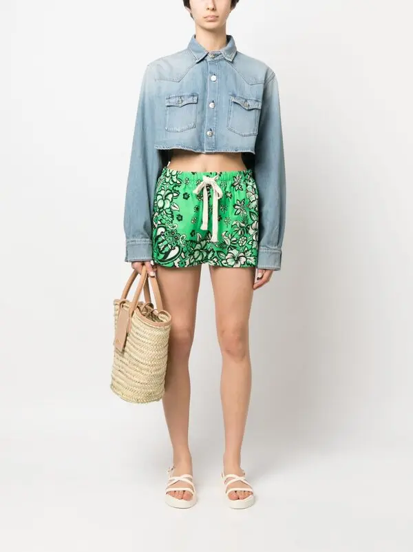 Red Valentino Floral-print Drawstring Shorts