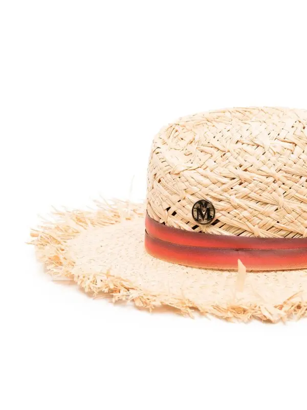 MAISON MICHEL Logo-plaque Raffia Hat