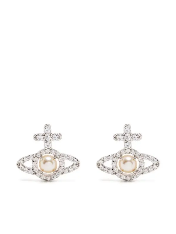 VIVIENNE WESTWOOD Olympia Pearl Earrings - Silver