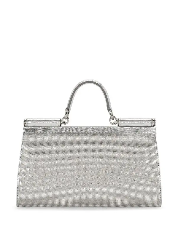 Dolce & Gabbana Small Sicily Rhinestone Top-handle Bag - Silver