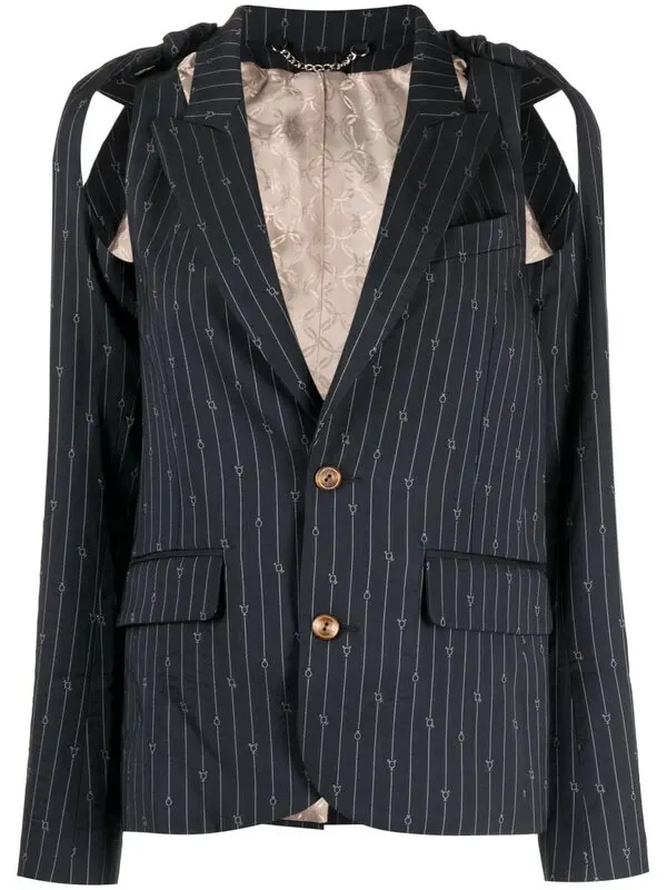 CHARLES JEFFREY Pinstripe Cut-out Blazer