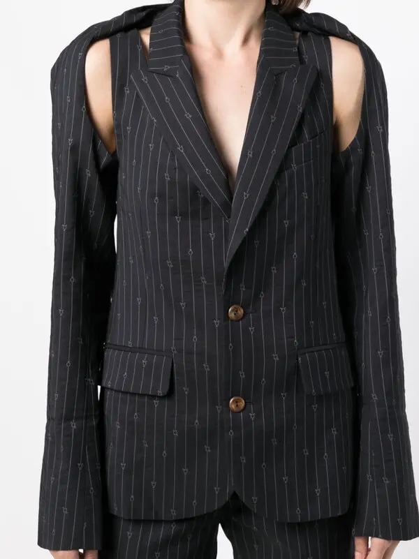 CHARLES JEFFREY Pinstripe Cut-out Blazer