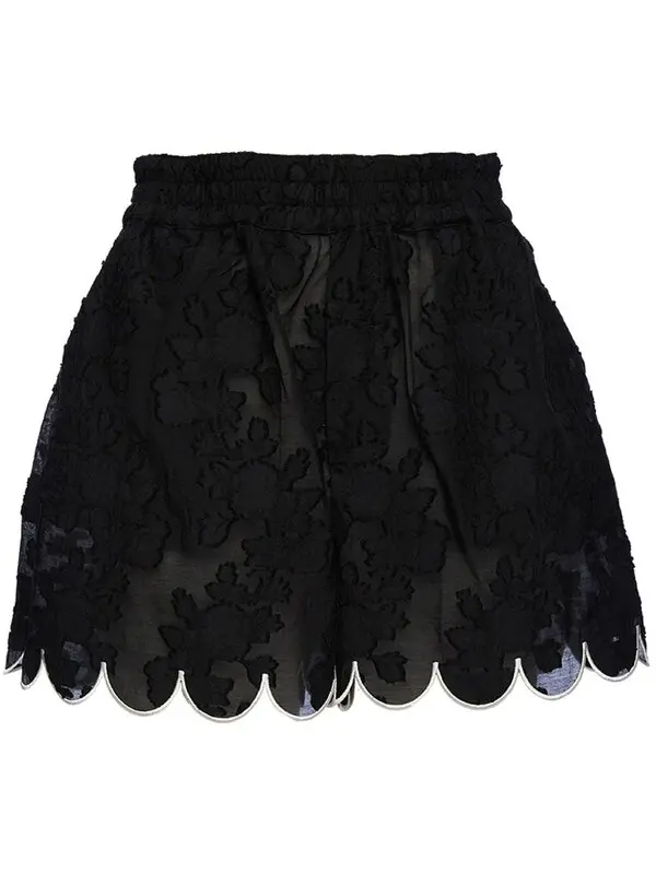 La DoubleJ Floral Jacquard Shorts - Black