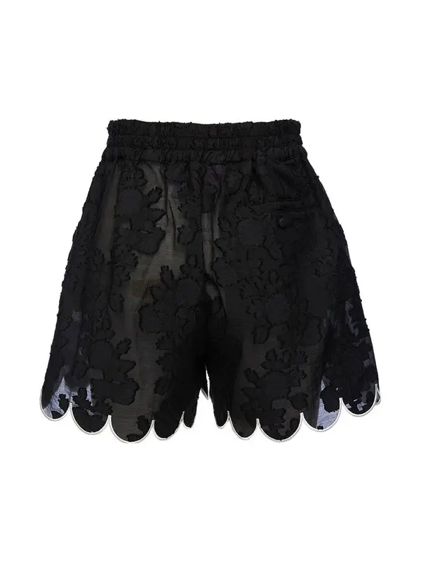 La DoubleJ Floral Jacquard Shorts - Black