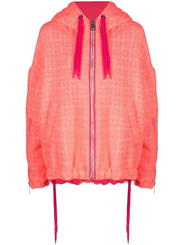 Khrisjoy Tweed Drawstring Hood Jacket - Pink