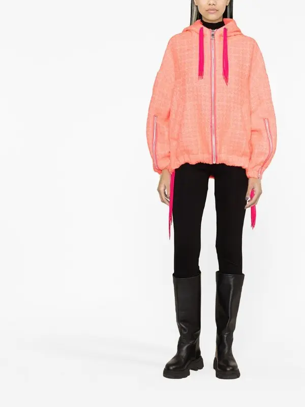 Khrisjoy Tweed Drawstring Hood Jacket - Pink
