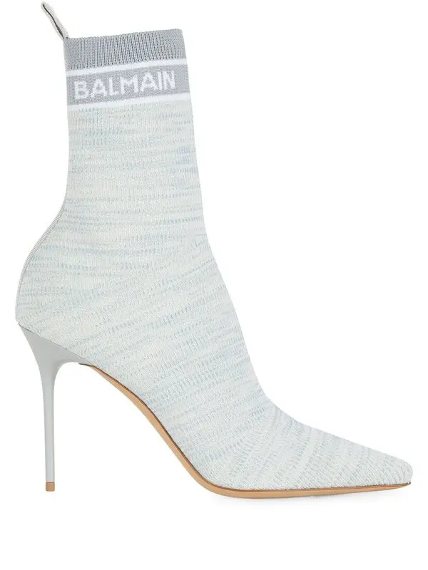 Balmain Skye 95mm Knit Ankle Boots - Blue