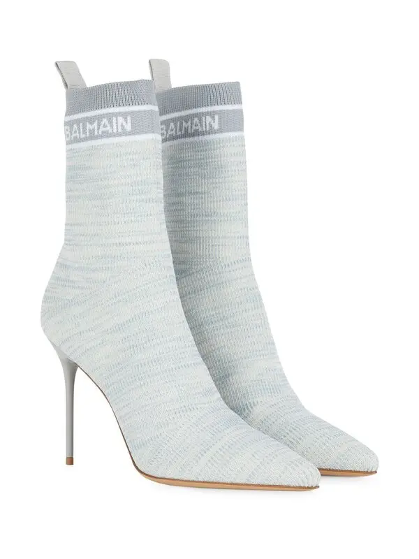 Balmain Skye 95mm Knit Ankle Boots - Blue