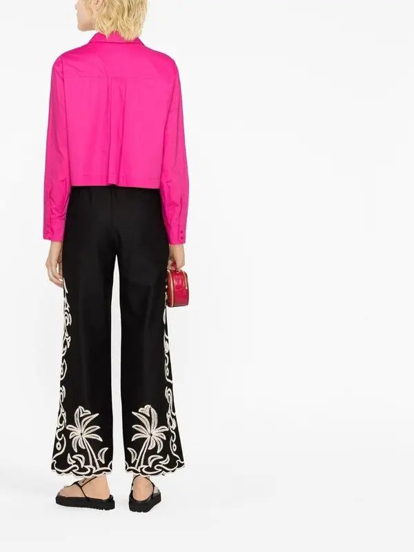Maje Floral-embroidered Wide-leg Trousers