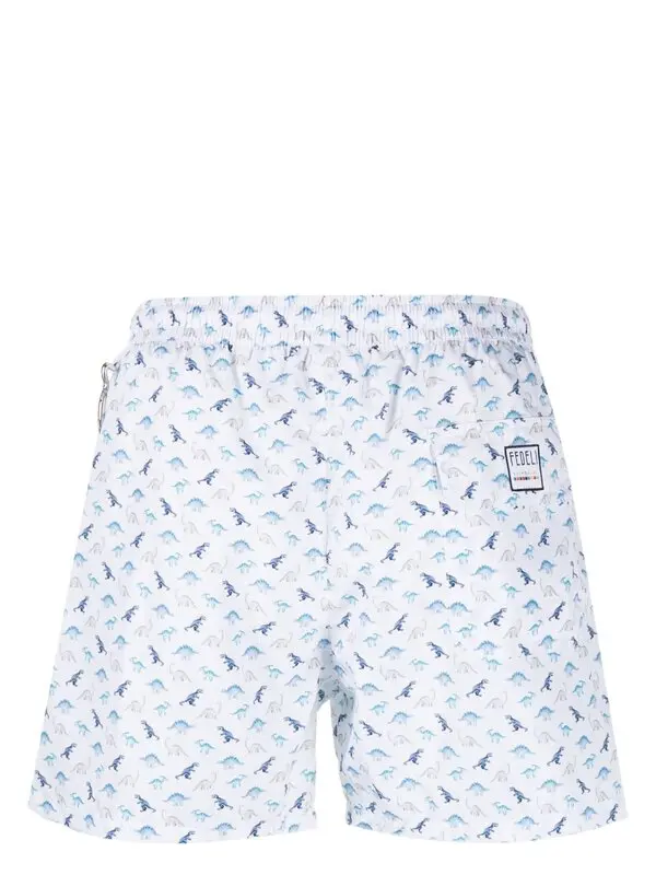 Fedeli Dinosaur-print Swim Shorts
