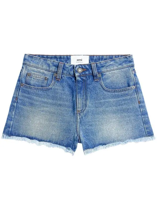 Ami Frayed Denim Shorts