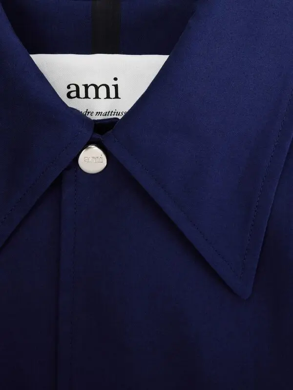 Ami Press-stud Shirt Coat - Blue