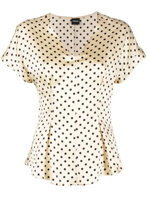 Aspesi Polka-dot Flared Blouse