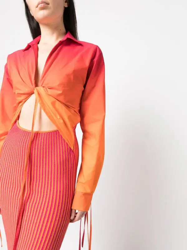 ANDREĀDAMO Gradient-effect Ribbed-knit Midi Dress - Pink