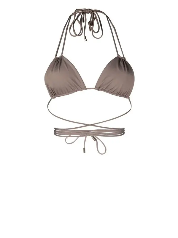 Saint Laurent Wrap-around Bikini Top - Grey