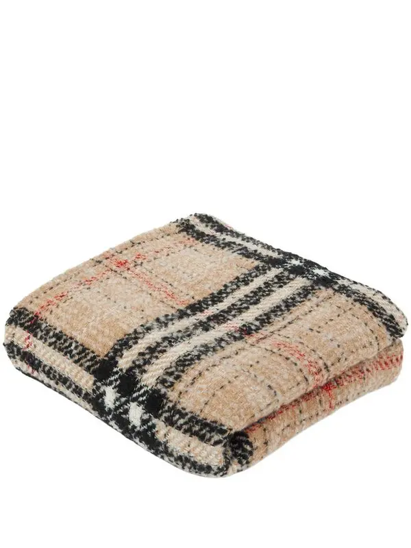 Burberry Checked Cashmere-silk Blend Tweed Blanket - Neutrals