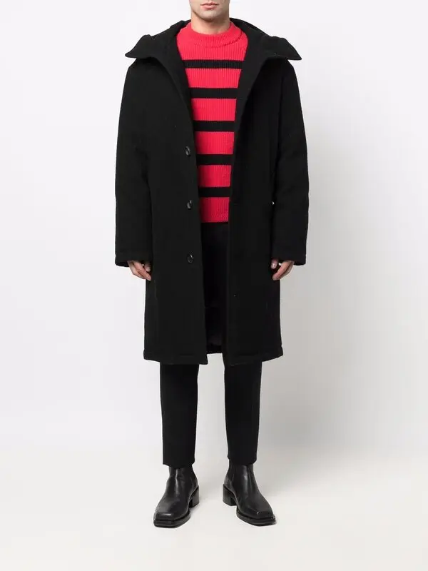 Ami Hooded Single-breasted Wool Coat