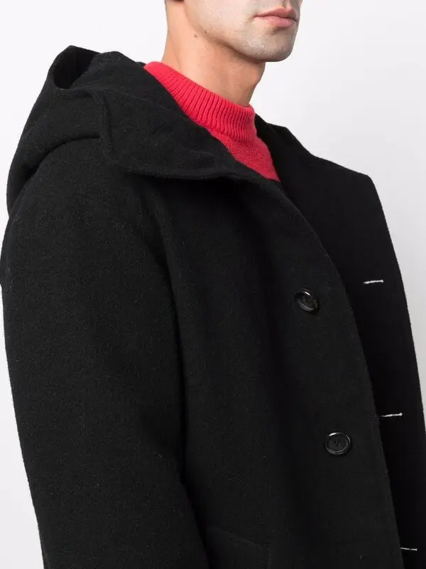 Ami Hooded Single-breasted Wool Coat