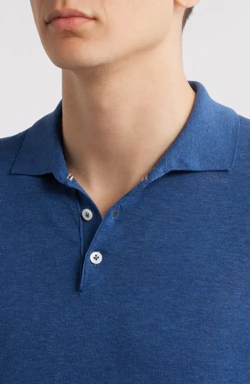 JACK VICTOR Tupper Organic Cotton & Silk Polo - Denim