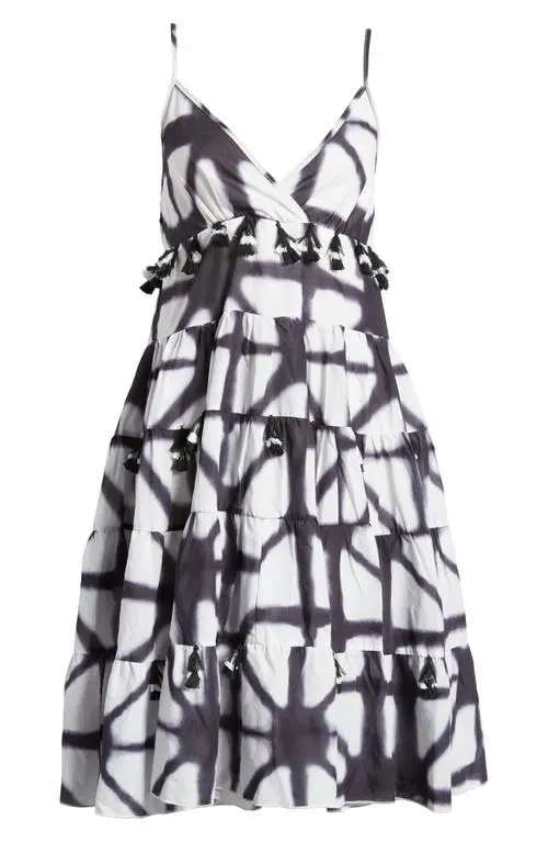 knee length dresses for ladies Inam Green Batik Cotton A Line Dress