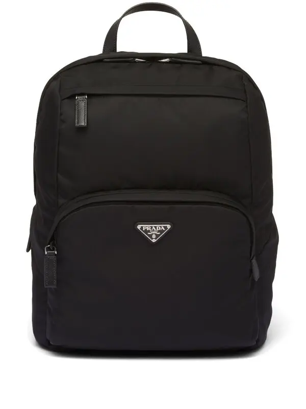 Prada Triangle-logo Zipped Backpack - Black