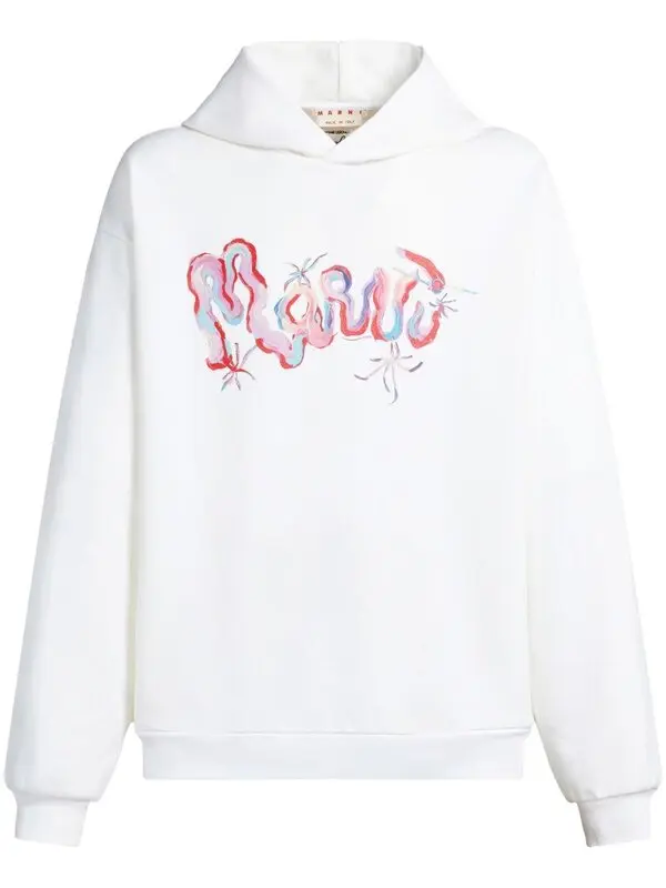 Marni Painterly Logo-print Hoodie - White