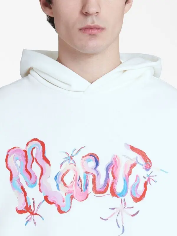 Marni Painterly Logo-print Hoodie - White