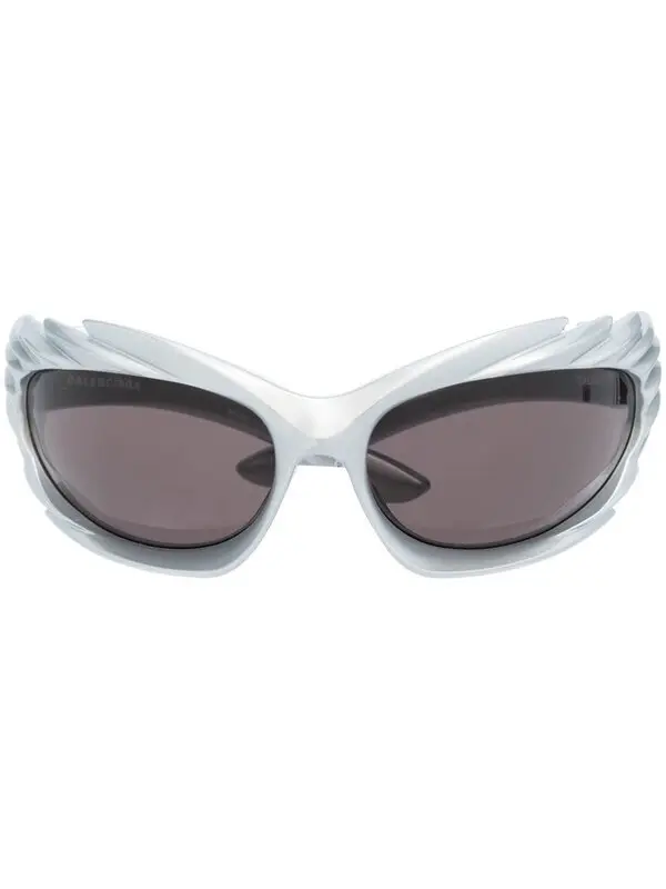 Balenciaga Spike Rectangle Sunglasses - Silver