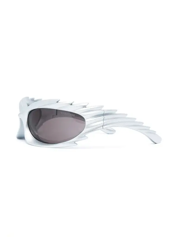 Balenciaga Spike Rectangle Sunglasses - Silver