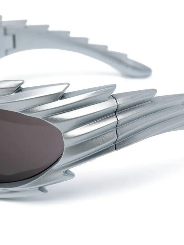 Balenciaga Spike Rectangle Sunglasses - Silver